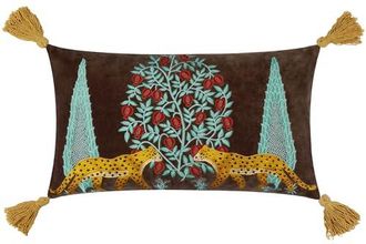 furn. Wylder Tropics Aritra Besticktes Samtkissen mit Polyesterf&uuml;llung - Mehrfarbig - 30 x 50 cm