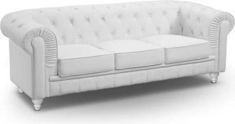 Menzzo Grand Canap&eacute; Chesterfield 3-Sitzer Sofa Wei&szlig;