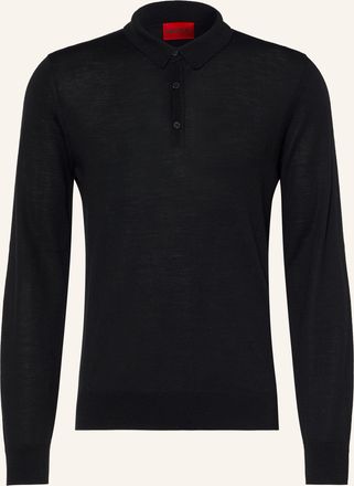 HUGO BOSS Hugo Strick-Poloshirt San Porter schwarz