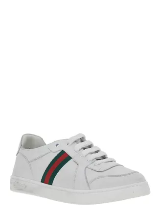 Gucci Boys Low-Top Leather Sneakers White Trainers