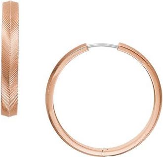 Fossil Créoles Harlow Linear Texture Fossil en acier inoxydable, doré rose, pour femme, JF04664791