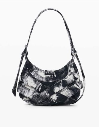 Desigual Bedruckte, mittelgro&szlig;e Tasche in Grau mit Schnallen-Mehrfarbig