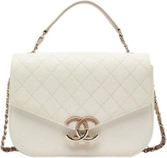 Chanel Sac bandouli&egrave;re matelass&eacute; en cuir caviar Pre-owned - Femme - Pre-owned - Blanc - Taille: ONE Size