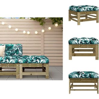 vidaXL Vidaxl - Gartenhocker mit Kissen Kiefernholz Impr&auml;gniert - Gartenstuhl - Holzsessel - Gartenlounge - Balkonm&ouml;beln - Esszimmerst&uuml;hle