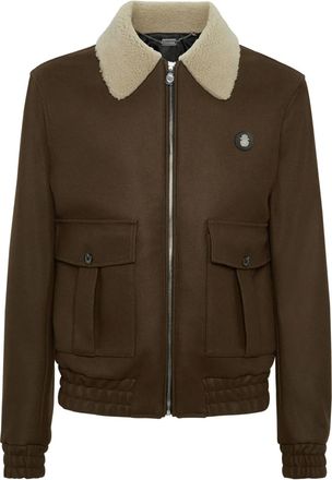 Billionaire Boys Club veste en laine à col en peau lainée - Marron