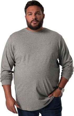 Men Plus Hommes Grandes Tailles L-8XL T-Shirt Men+, col Rond et Manches Longues, Collection Basic - Jusquau 8 XL chiné Gris foncé 7XL 832102118-7XL