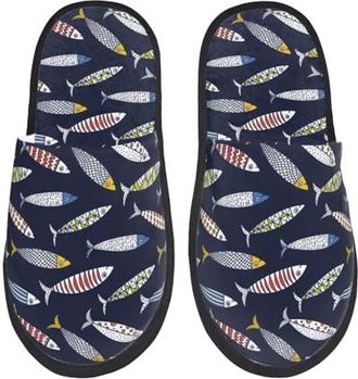 Generic Chaussures De Maison Sardine Print Pantoufle Duveteux Pantoufles Int&eacute;rieur Et Ext&eacute;rieur Fuzzy Pantoufles Pour Piscine H&ocirc;tels Spa M