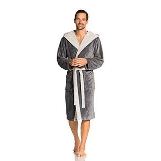 Vossen Peignoir Femme - Poppy - Bademantel - Gris (flanell 012) - Taille : XL