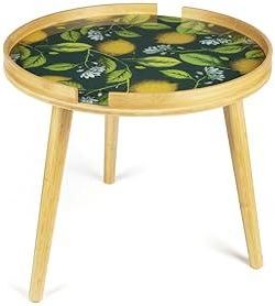 Excelsa Living Table ronde en bambou avec plateau en verre, d&eacute;cors assortis, diam&egrave;tre 48 cm, hauteur 44 cm (boli)