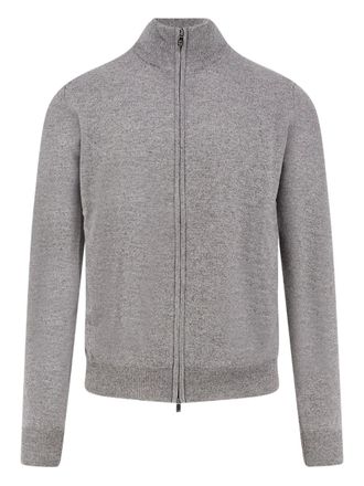 Corneliani cardigan zippé à design côtelé - Gris