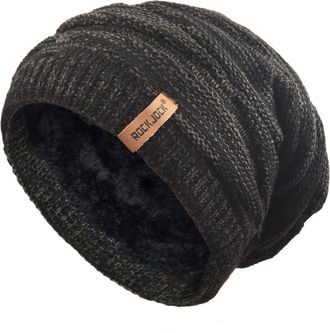 RockJock Herren Winter Strickm&uuml;tze mit R80 W&auml;rmeisolierung und kuscheligem Fleecefutter