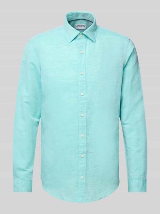 Jake*s Slim Fit Freizeithemd aus Leinen-Baumwoll-Mix
