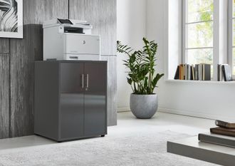 BMG Möbel Druckerschrank Bürokommode 74 cm hoch mit 2 Türen, 3 Einlegeböden, optimal als Erweiterung für Schreibtische wählbar in 18 verschiedenen Farbkombinati