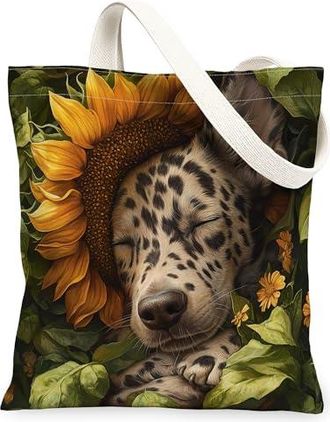 Generic Spring Catahoulas Sac fourre-tout en toile pour faire du shopping Motif l&eacute;opard 33 x 38,1 cm, sac d&eacute;picerie r&eacute;utilisable pour femme, peinture esth&eacute;tiq