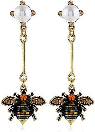Generic Vintage color&eacute; Strass Abeille Boucles doreilles Longue Dangle Faux Perle Stud Boucles doreilles Cadeau pour Les Femmes cr&eacute;atives et utilesOp&eacute;ration Fa