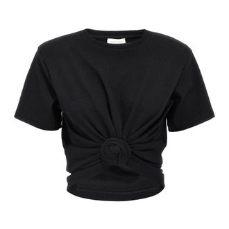 Magda Butrym T-Shirt mit Knoten und Rippenstruktur - - Knitwear - Damen - Schwarzk - S