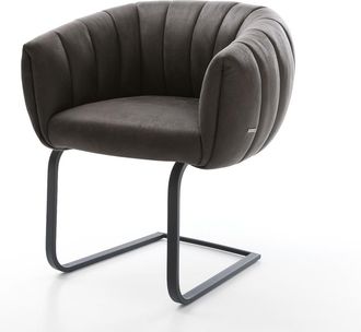DELIFE Freischwinger Jada-Flex Mikrofaser Anthrazit Vintage Freischwinger flach Schwarz Taschenfederkern, Esszimmerst&uuml;hle
