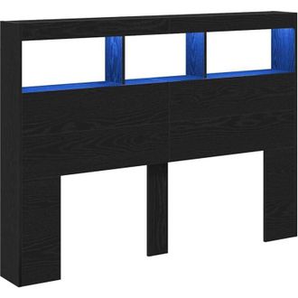 vidaXL Vidaxl - LED-Kopfteil mit Ablagen Schwarz Eichen-Optik 140x17x102 cm