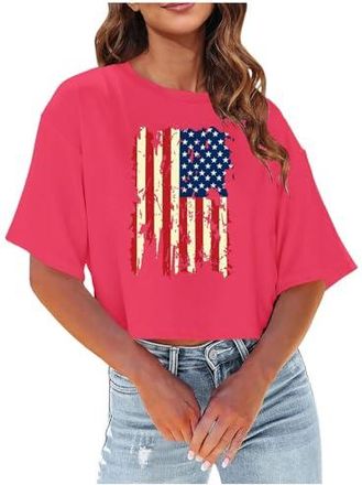 Generic Haut court d&eacute;t&eacute; &agrave; manches courtes pour femme - Coupe ample - Style athl&eacute;tique - D&eacute;contract&eacute; - Demi-chemises tendance et &eacute;l&eacute;gantes - Pour sortir, rose 