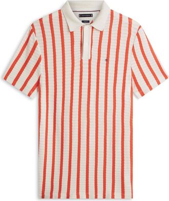 Tommy Hilfiger Strick-Poloshirt mit Blockstreifen und Logo-F&auml;hnchen, Classic Fit in