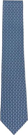 Ferragamo Homme, Accessoires, Bleu, Taille: ONE Size Gancini Print Pointed Tip Tie