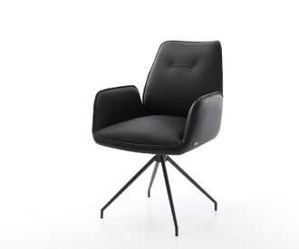 DELIFE Esszimmerstuhl Zoa-Flex Echt-Leder Schwarz Kreuzgestell konisch Schwarz Taschenfederkern, Esszimmerst&uuml;hle