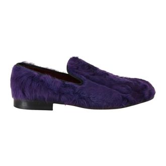 Dolce & Gabbana Luxuri&ouml;se Lila Schaffell Loafers - - Shoes - Damen - Lila - 36 EU