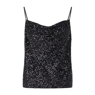 Diane Von F&uuml;rstenberg Pailletten V-Ausschnitt Top - - Tops - Damen - Schwarzk - XS