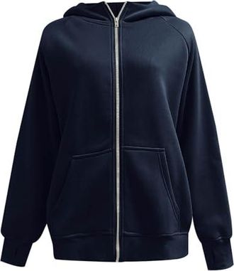 Generic Vestes pour femmes 2026 &agrave; la mode avec fermeture &eacute;clair et poche pour lautomne et lhiver, bleu marine, XXL