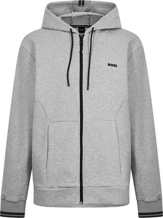 HUGO BOSS Hoodie mit durchgehendem Rei&szlig;verschluss f&uuml;r Herren, Sport, Stretch (Silber)