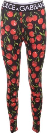 Dolce & Gabbana Femme, Pantalons, Rouge, Taille: 40 FR Cherries Leggings