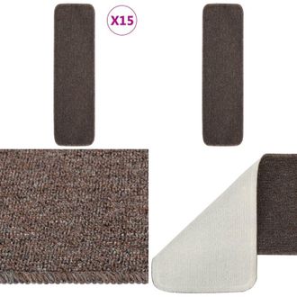 vidaXL Vidaxl - Tapis escalier antid&eacute;rapants 15pcs 75x20cm Marron Rectangulaire - Tapis Descalier - Tapis Marche - Protection Escalier - D&eacute;coration