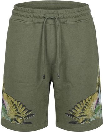Marcelo Burlon Embroidered Bird Motif Cotton Bermuda Shorts - Green