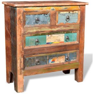 vidaXL Armoire avec 4 tiroirs Bois massif de r&eacute;cup&eacute;ration