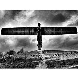 Wee Blue Coo Angel Of The North Black And White Unframed Art Print Poster Wall Decor 12x16 inch Wand Deko