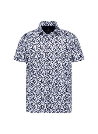 Olymp Herren Kurzarmhemd blau gemustert