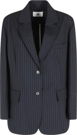 SOLOTRE Femme, Vestes, Bleu, Taille: 38 FR Pinstripe Blazer