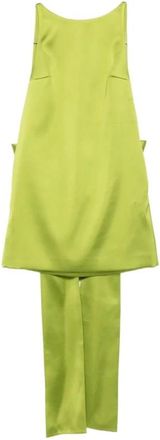 Self Portrait Robe Courte Satin - Femme - Robes - Vert - Taille: 36 FR