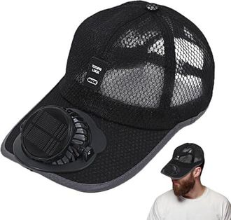 Generico Bonnet pour fans : fibre de polyester, bonnet de sport avec d&ocirc;me r&eacute;glable et ventilateur int&eacute;gr&eacute; | Chapeaux pare-soleil respirants avec refroidissemen