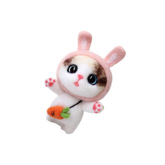 Aboofan DIY Nadelfilzen Cartoon Katze und Hase Filzwolle Bastelset f&uuml;r Erwachsene Inklusive Farbiger Wolle und Anleitung als Geschenk und Stressabbau Handgema