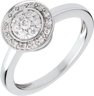 Edenly Ring Kostbarer Knopf Schicksal in Weissgold