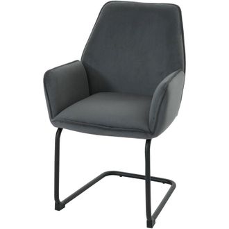 Hhg Freischwinger HHG 410, Esszimmerstuhl K&uuml;chenstuhl Stuhl, Stoff/Textil &Ouml;ko-Tex mvg dunkelgrau
