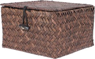 Cabilock Geflochtener Aufbewahrungskorb Mit Deckel 7.87 X 7.87 X 4.33 Zoll Großer Multifunktions-Speicherkorb Für Haushalt Wohnzimmer Und Schlafzimmer Robust U