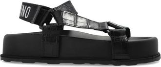 Moschino Femme, Chaussures, Noir, Taille: 41 EU Sandales Plateformes en Cuir