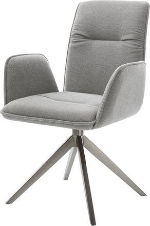 DELIFE Esszimmerstuhl Vinja-Flex Kreuzgestell breit Graphit Strukturstoff Soft Grau 360° drehbar Wippfunktion