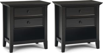 Simpli Home SIMPLIHOME Amherst Nachttisch aus Massivholz, 61 cm breit, traditioneller Stil, Hickorybraun, für Wohnzimmer und Schlafzimmer, 2 Stück