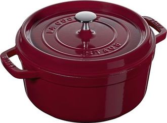 Staub Cocotte en Fonte Émaillée avec Couvercle, Tous feux dont induction, 4 personnes, Ronde, 24 cm, 3,80 L, 5 kg, Bordeaux