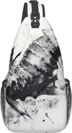 Generic Sac &agrave; dos &agrave; bandouli&egrave;re motif hippocampe noir et blanc pour homme