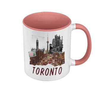 Fabulous Tasse in Premium-Qualität, Farbe: Rosa - Toronto Vintage Collage Reise Kanada Postkarte - Tasse mit Henkel und farbigem Innenfutter