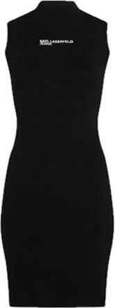 Karl Lagerfeld Femme Robe en Maille sans Manches &Agrave; Col Montant Coupe Moulante, Noir, S